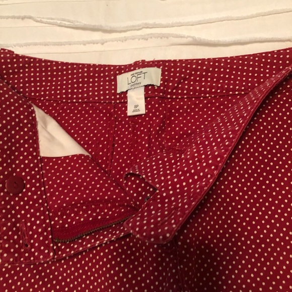 LOFT | Shorts | Cute Red Shorts With Petite White Polka Dots | Poshmark